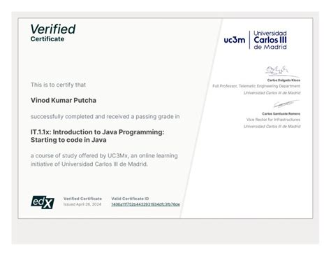Putcha Vinod Kumar On Linkedin Java Edx Certification Learning Skills