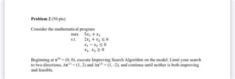 Solved Problem 2 50 Pts Consider The Mathematical Program