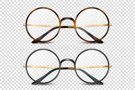Vector 3d Realistic Leopard Black Round Frame Glasses Set With Clear