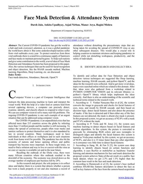 Face Mask Detection And Attendance System Pdf