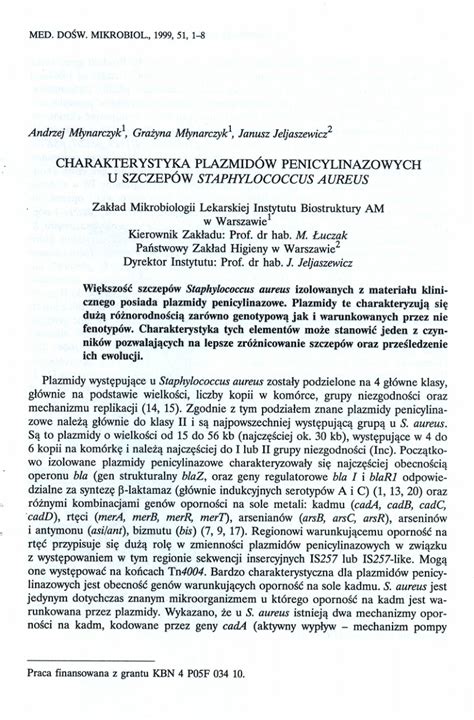 Pdf [characteristics Of Penicillinase Plasmids From Staphylococcus Aureus Strains]