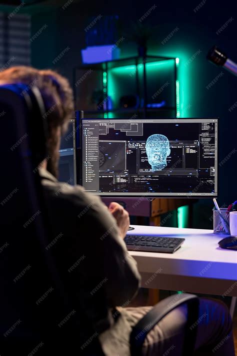 Premium Photo Programmer Updating Artificial Intelligence Neural Networks Writing Binary Code