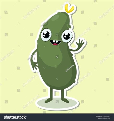 Vector Illustration Cucumber Character Sticker Cute Stock Vector Royalty Free 2303240453