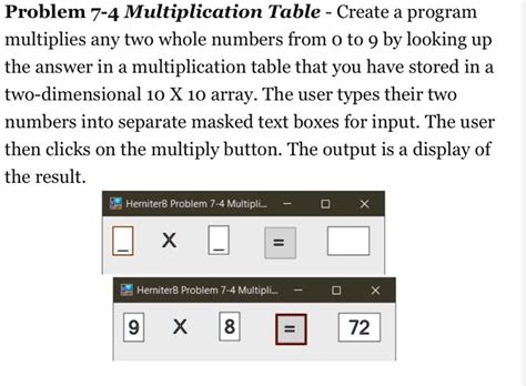Problem 7 4 Multiplication Table Create A Program Multiplies Any Two