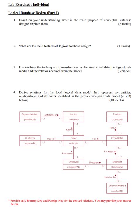 Solved Lab Exercises Individual Logical Database Design