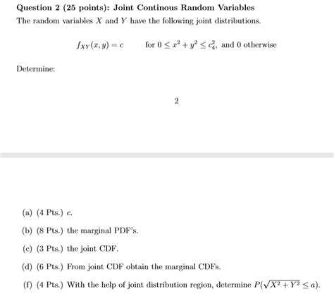 Solved Question 2 25 Points Joint Continous Random
