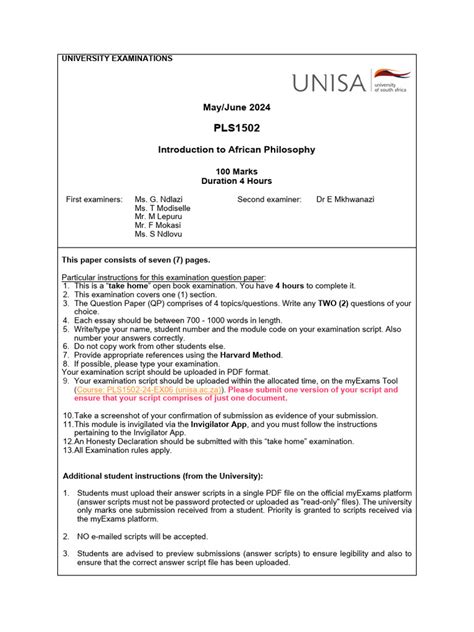 Pls1502 Examination Question Paper Mayjune 2024 Pdf Turnitin Plagiarism