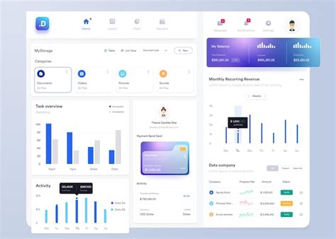 premium vector ui ux infographic dashboard ui design with graphs charts and diagrams web