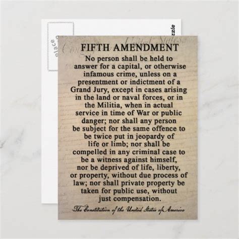 Fifth Amendment Postcards Zazzle