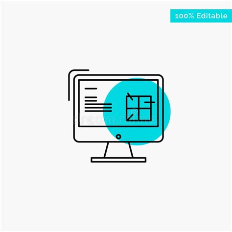Computer Construction Repair Lcd Design Turquoise Highlight Circle Point Vector Icon Stock