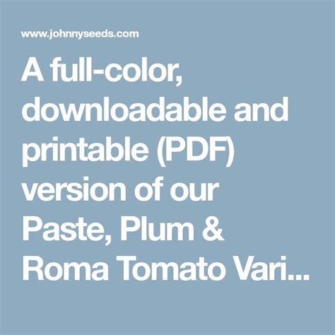 Paste Plum And Roma Tomato Varieties Comparison Chart Pdf