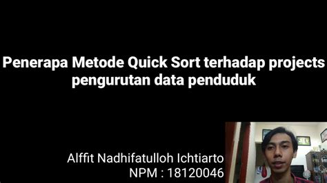 Penerapan Algoritma Divide And Conquer Quicksort Youtube