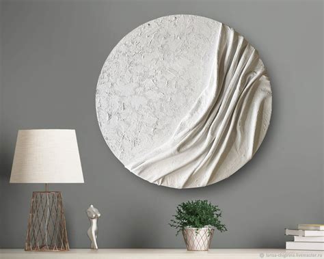Круглая картина с рельефом Белое панно из гипса в интернет магазине Ярмарка Мастеров по цене