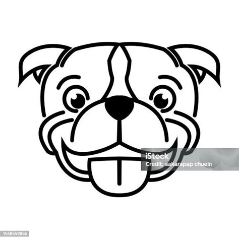 핏불 개 머리의 흑백 라인 아트 상징 마스코트 아이콘 아바타 귀영나팔 T 셔츠 디자인 로고 또는 어떤 디자인든지를 위한 좋은