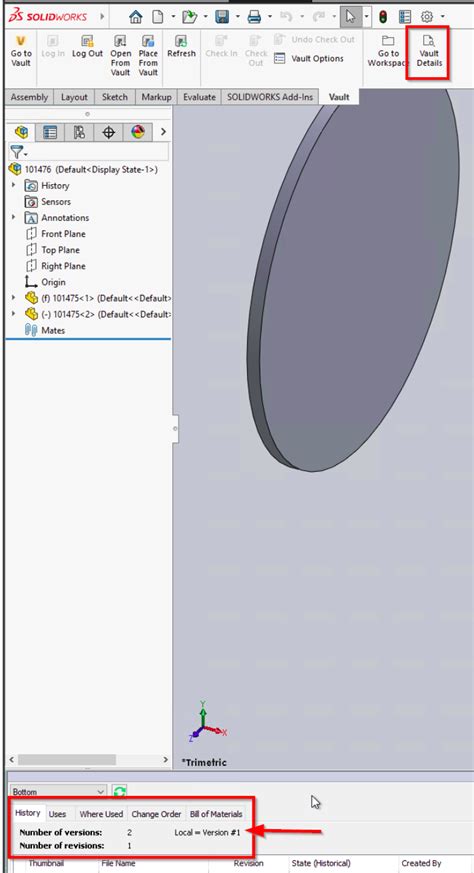 is vault browser function of vault add in for solidworks