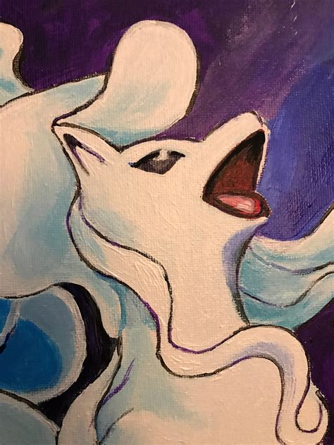 Alolan Ninetales Pokemon Fan Art Handmade Acrylic Painting Etsy