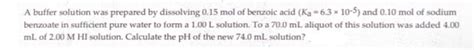 Solved A Buffer Solution Was Prepared By Dissolving Mol Chegg