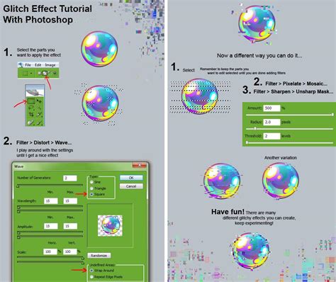 Glitch Photoshop Effect Tutorials Textures Actions PSDDude