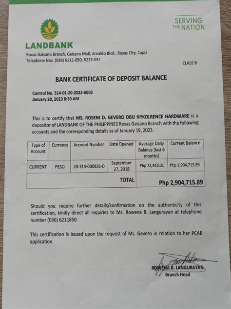 Bank Certificate Pdf