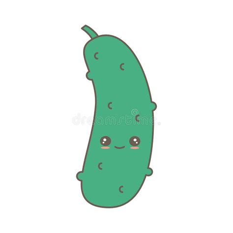 Cute Cartoon Vector Cucumber Isolated On White Background Stock Vector Illustration Of Healthy