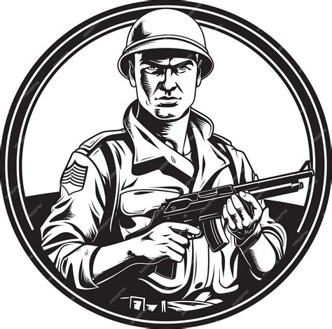 Warrior Sentinel Tactical Rifle Vector Icon Tactical Guardian Soldier