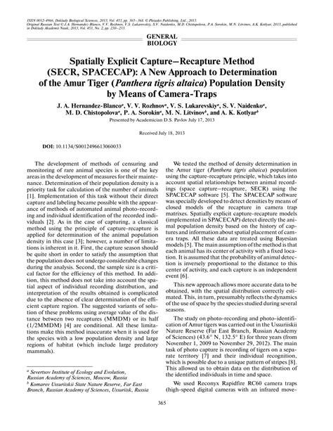 Pdf Spatially Explicit Capture Recapture Method Secr Spacecap A
