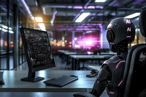 Modern Office With Ai Technology And Computers Representing The Integration Of Artificial