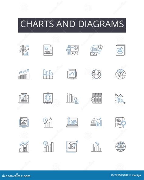 Diagrams Schematics Line Icons Collection Blueprint Flowchart Graph