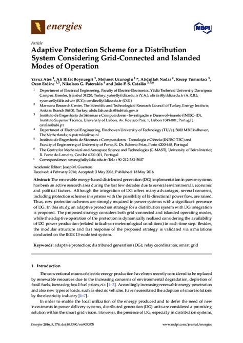 Pdf Adaptive Protection Scheme For A Distribution System Considering