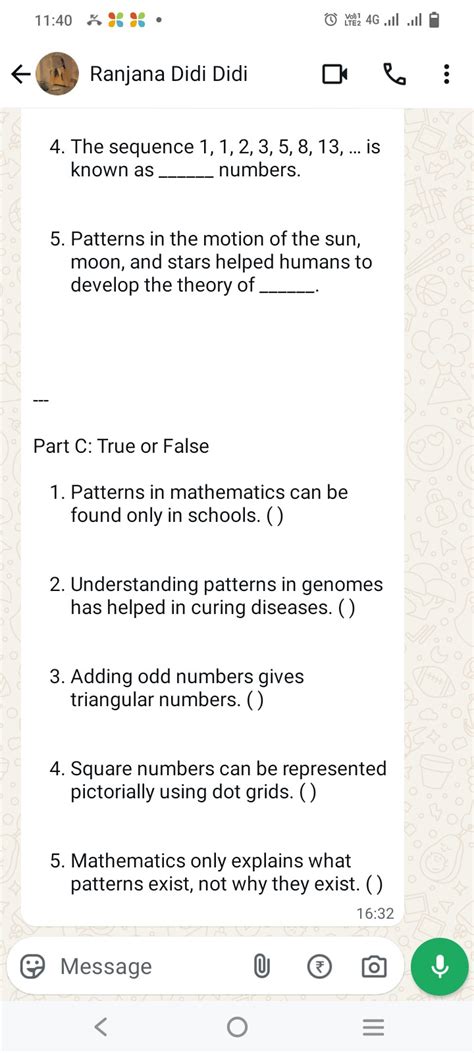 4 The Sequence 1 1 2 3 5 8 13 Is Known As Numbers 5 Patt