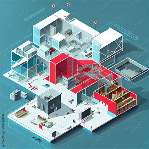 3d Architecture Exploded Diagram Illustration Stock Illustration