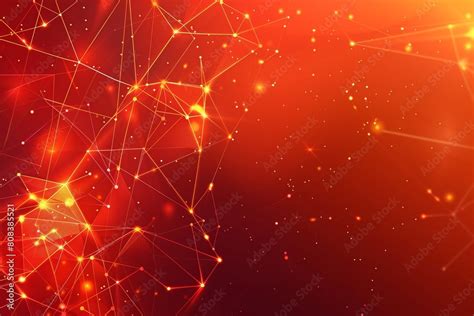 Abstract Polygonal Orange Red Low Poly Background With Connecting Dots And Lines Connection