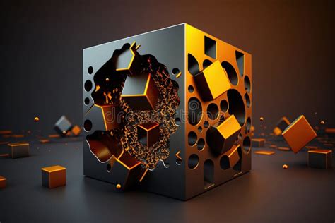 The Abstract Background Uses A Cube Pattern With A Metallic Generative Ai Stock Illustration