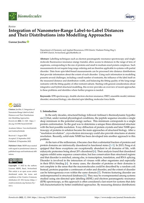 Pdf Integration Of Nanometer Range Label To Label Distances And Their