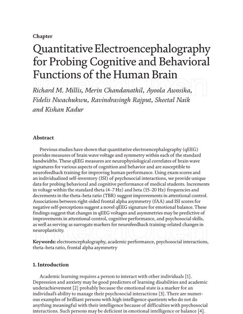 PDF Neurophysiology Quantitative EEG For Probing Cognitive And Behavioral Functions Of Human Brain