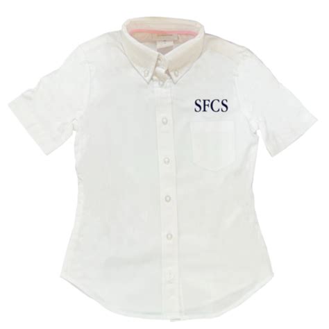 SFCS Girls Button Down Collar Short Sleeve Woven Shirt Uniform Work