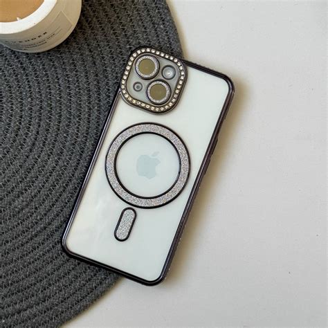 خرید قاب شاین نگینی به همراه محافظ لنز و مگ سیف آیفون Iphone