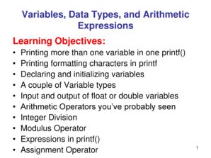 Fillable Online Variables Data Types And Arithmetic Expressions