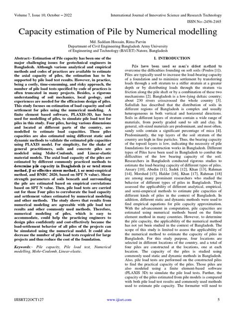 capacity estimation of pile by numerical modelling download free pdf