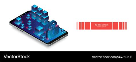 Isometric Mobile Phone Ig Data Flow Processing Vector Image