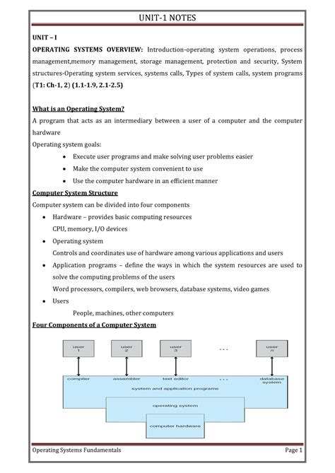 Operating System Notes 1699193634 Unit I Operating Systems Overview Introduction Operating