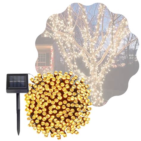 Дерево Гирлянда Уличная на Солнечных батарейках Светодиодная 20 метров 8 режимов 200 Led диодов