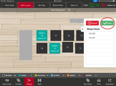 Merge Tables Bar Tabs MSTAR POS