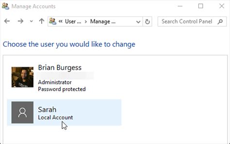 how to rename a windows 10 local user account