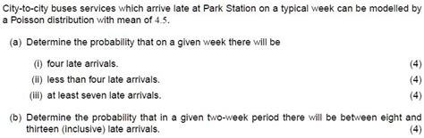 SOLVED Text City To City Bus Services Which Arrive Late At Park Station On A Typical Week Can