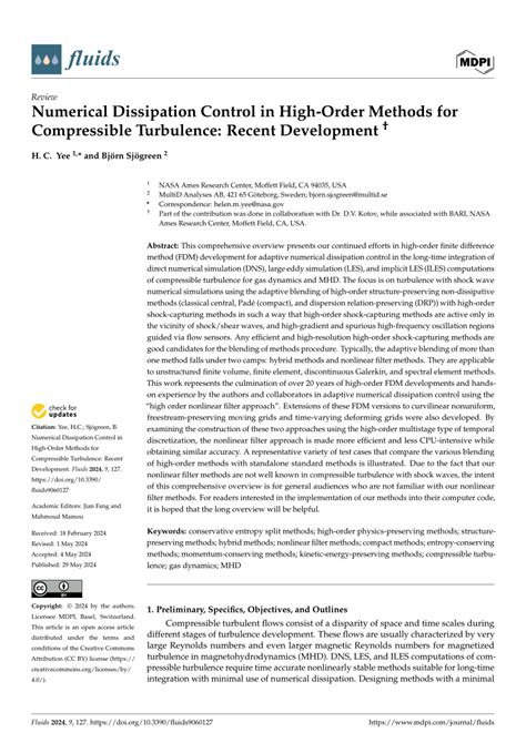 Pdf Numerical Dissipation Control In High Order Methods For
