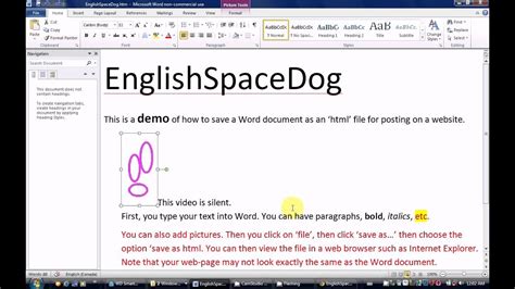 Save A Word Document In Html Format Youtube