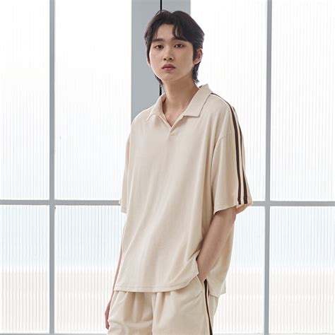 타월 오픈 카라 트랙 반팔 티셔츠 크림 감도 깊은 취향 셀렉트샵 29cm