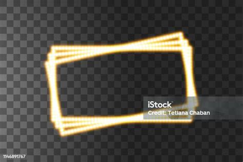 빛나는 노란색 Led 벡터 사각형 프레임 투명 한 배경에 네온 조명 다이오드 생태 램프 배너 웹 사이트에 대 한 빛 효과의 빛나는 장식 사각형 테이프 4가지 개체에 대한