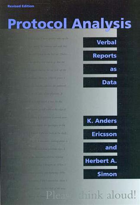 Protocol Analysis Revd Edition Verbal Reports As Data 9780262550239 Ericsson
